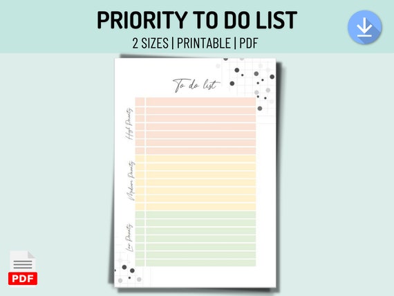 To Do List With Priority Ranking Printable PDF Organise - Etsy