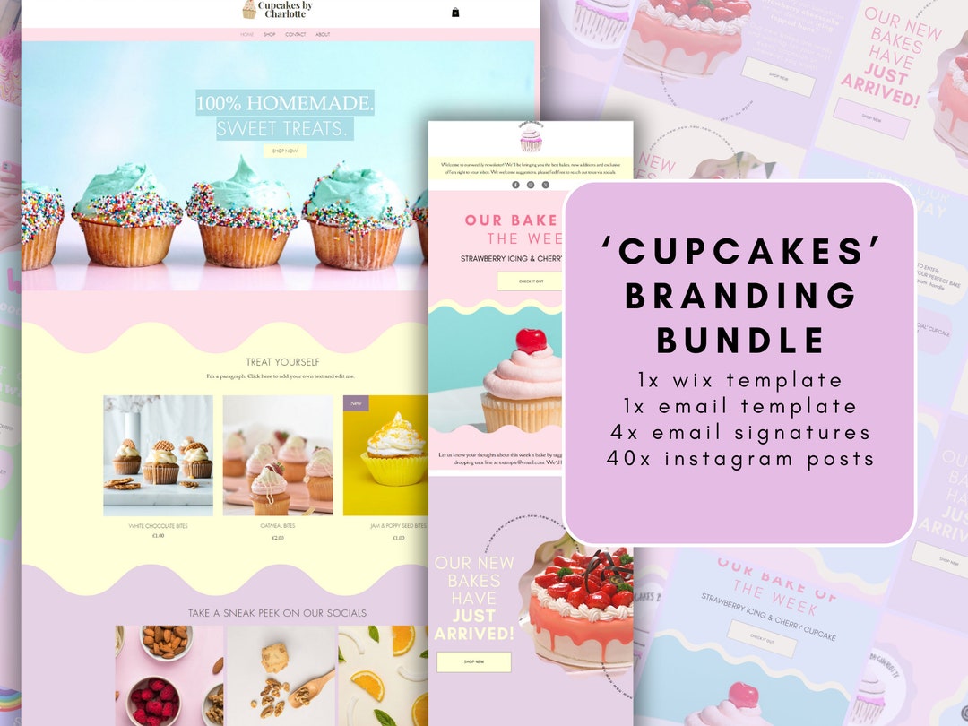 Cake Shop Branding Template: Pastel Wix Website, Instagram, Email - Etsy