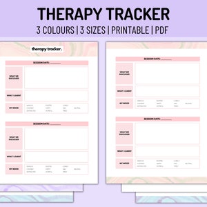 Therapy Tracker Printable in 3 Colours | PDF Download | 3 Sizes ...