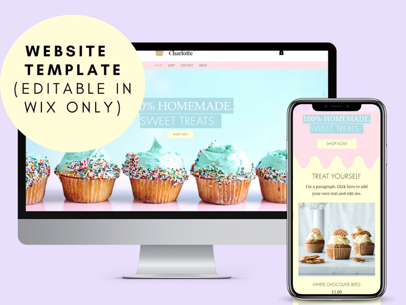 Wix Website & Instagram Posts Template Bundle for Cake Shop | Customizable Pastel Theme ...