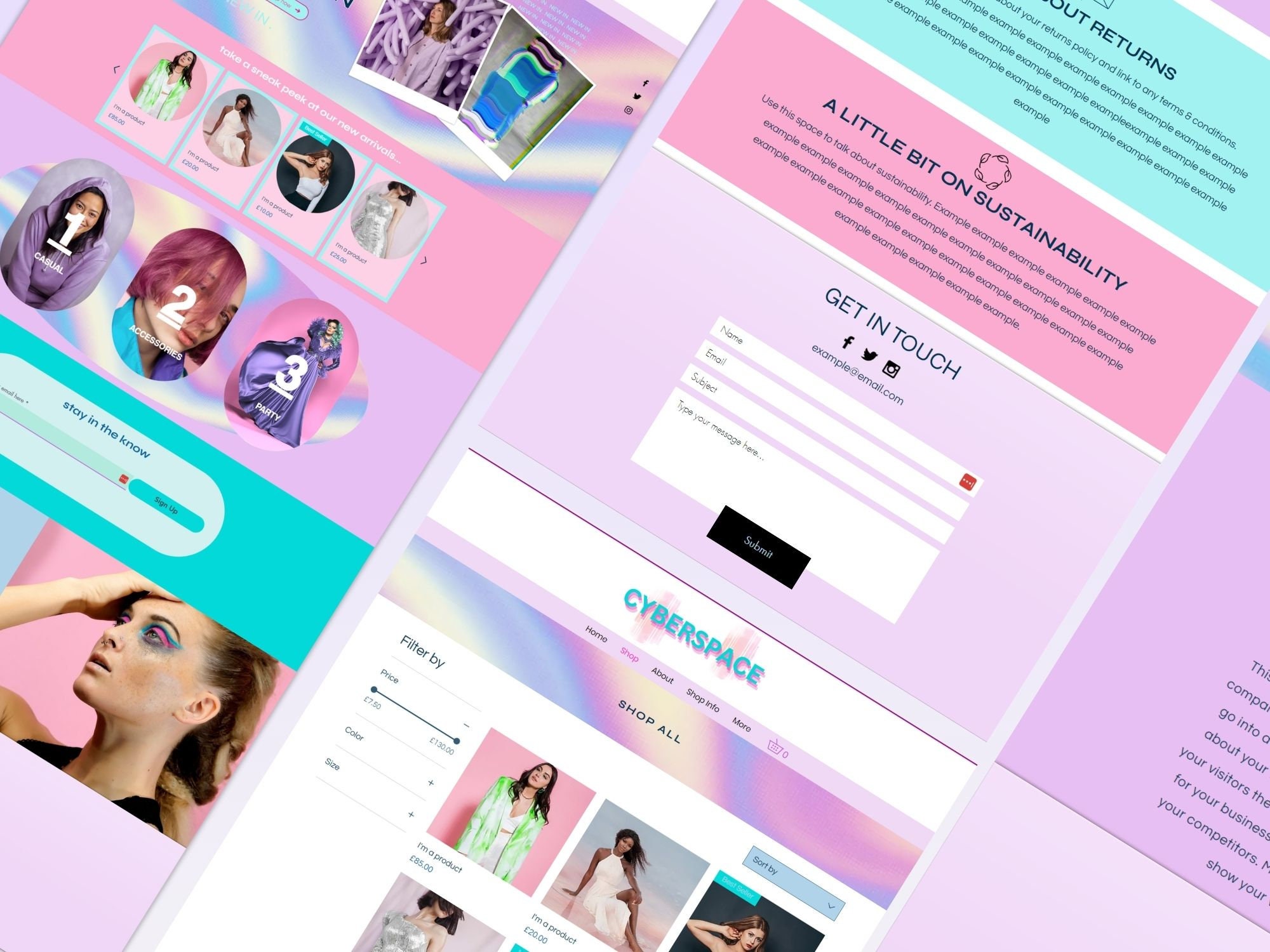 Futuristic Fashion Wix Website Template: Purple Blue E-commerce Theme ...