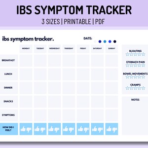 IBS Symptom Tracker Food Journal | Printable PDF | Food Diary ...