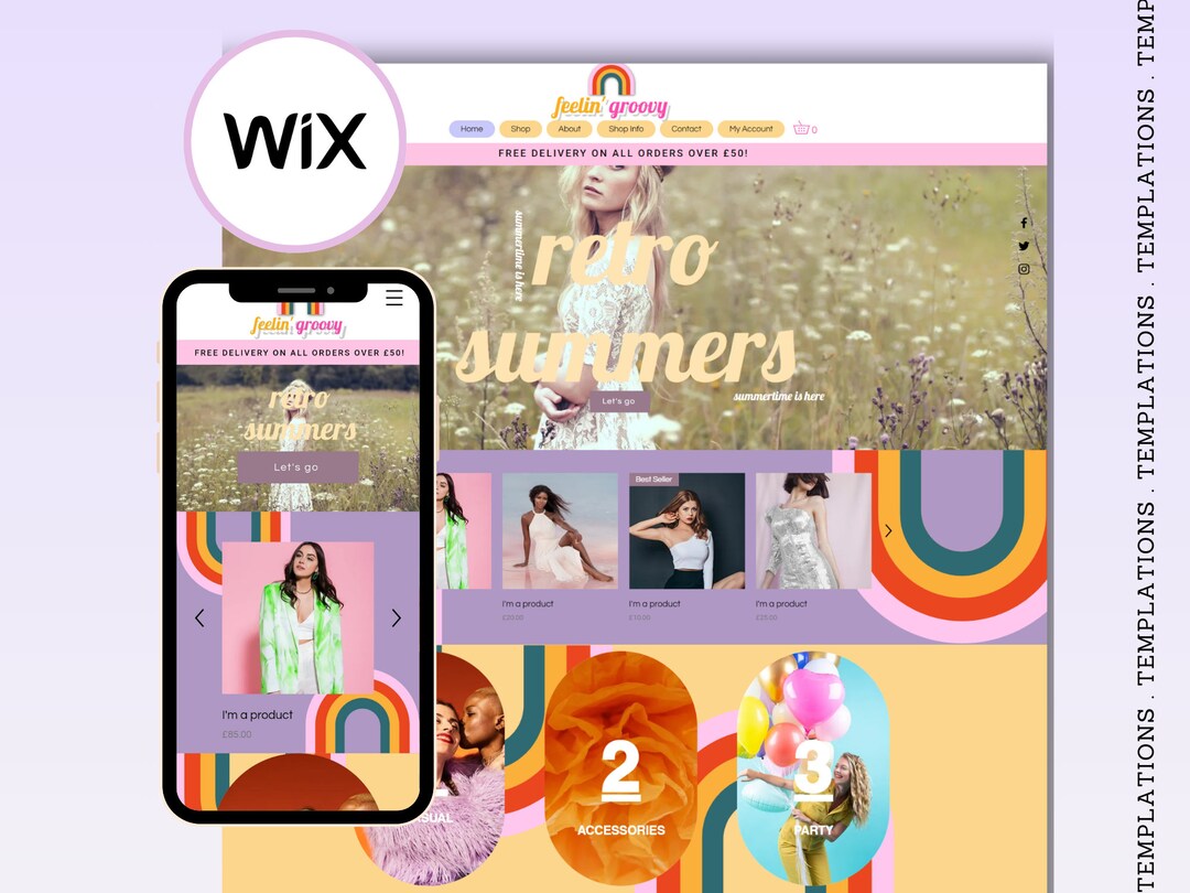 Retro Fashion Shop Wix Website Template: Groovy Colorful Theme - Etsy