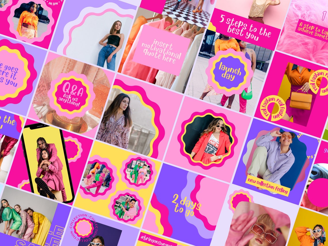 40 Colourful Instagram Posts Templates Fully Editable & - Etsy