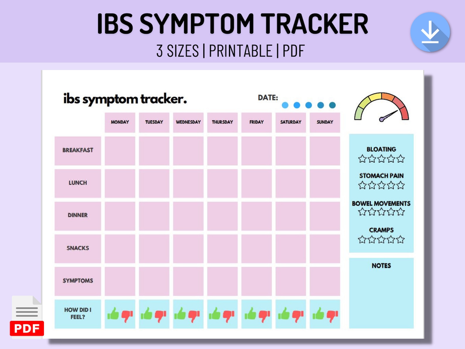 IBS Symptom Tracker: Printable Food Journal (PDF) - Etsy