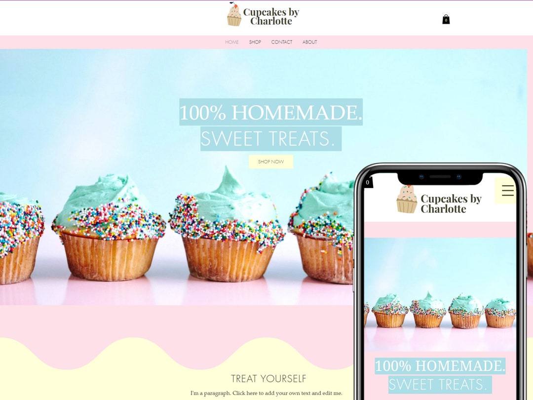 Wix Website Template for Cake Shop Customizable Pastel Theme - Etsy