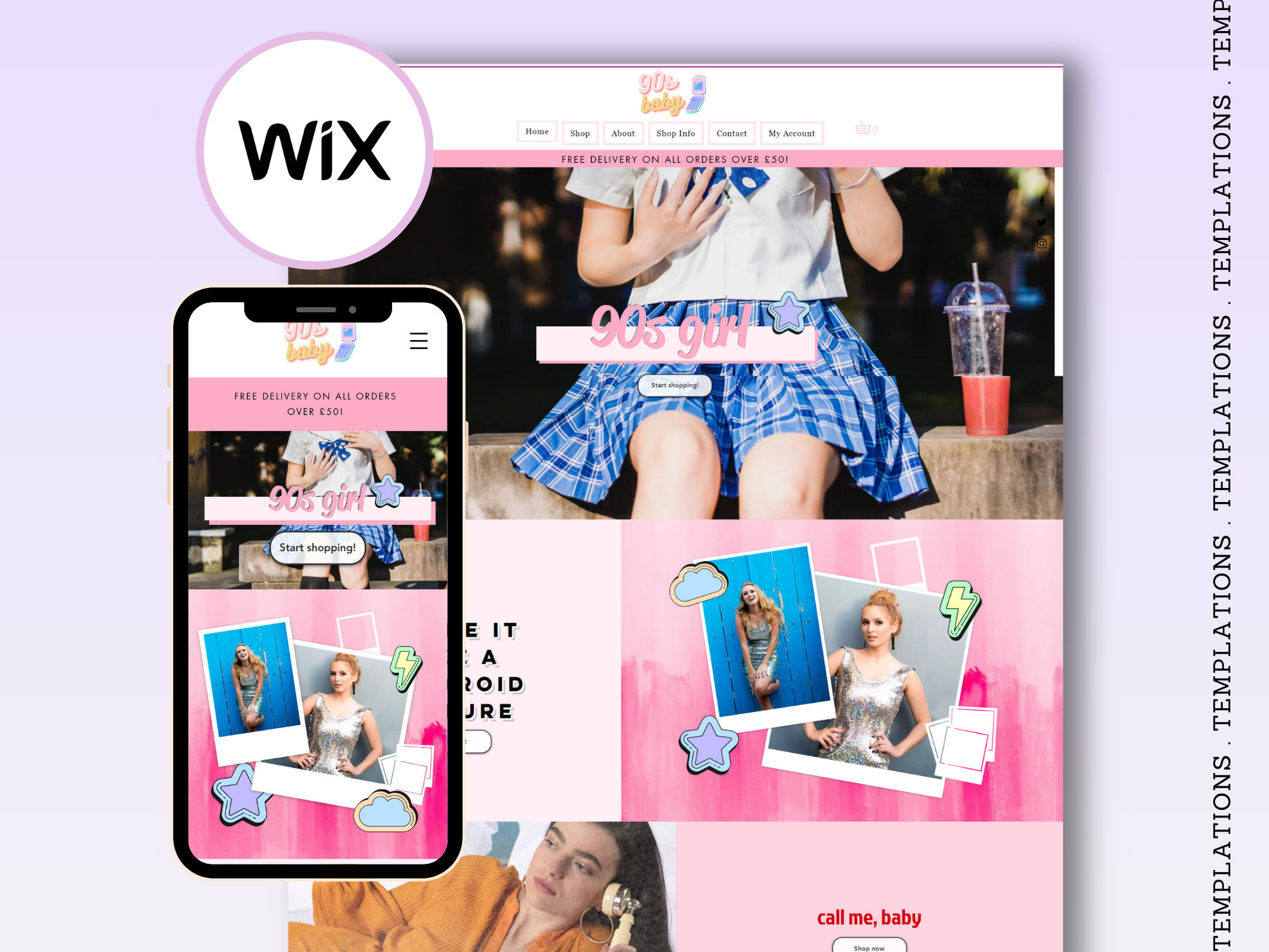 Wix Website Template for Fashion Shop | Customizable Pink 90s Vibes ...