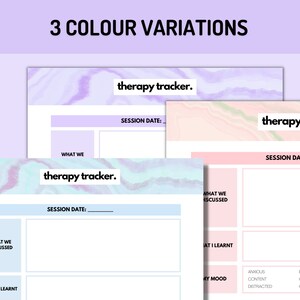 Therapy Tracker Printable in 3 Colours | PDF Download | 3 Sizes ...