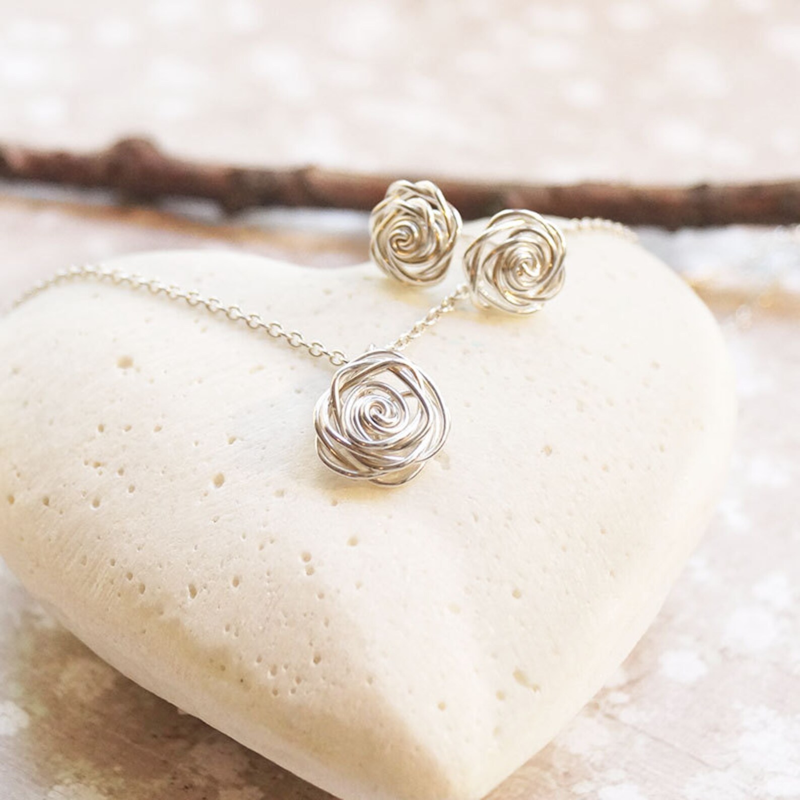 Sterling Silver Rose Necklace Valentines Jewelry Gift for - Etsy