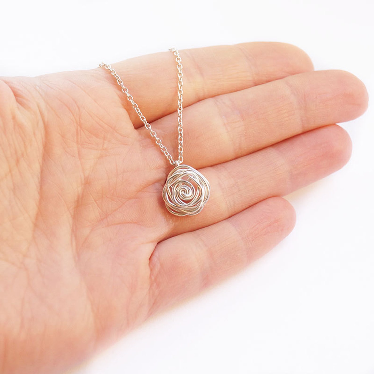 Sterling Silver Rose Necklace Valentines Jewelry Gift for - Etsy