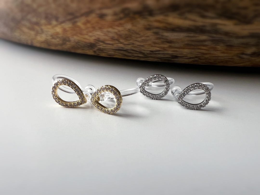 Mini Invisible Ear Clips, Mini Water Drop Gold/silver Zircon ...