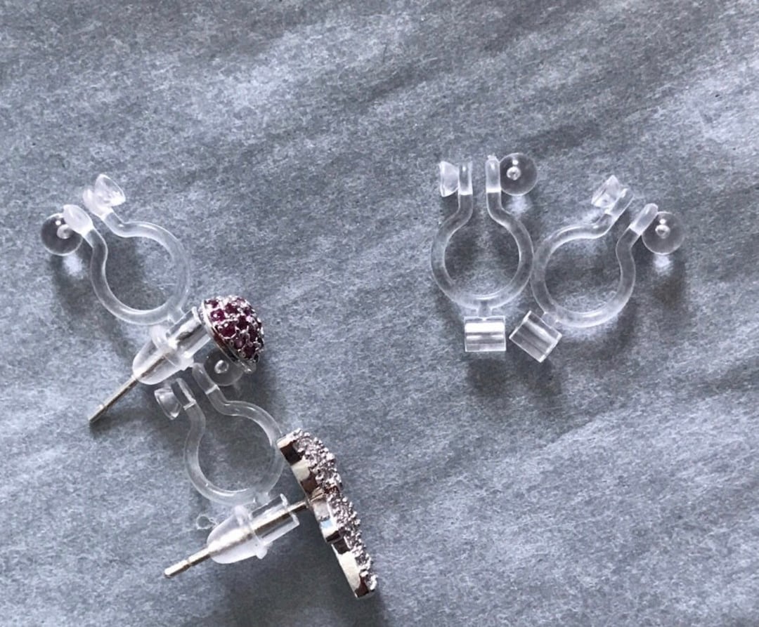 2 Pairs Invisible Clips, Earring Converters Convert Earring to Clip ...