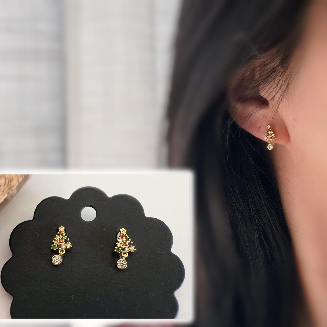 Mini Christmas Tree 1.5cm Invisible Clips Mini Round Zircon Pearl, Red ...