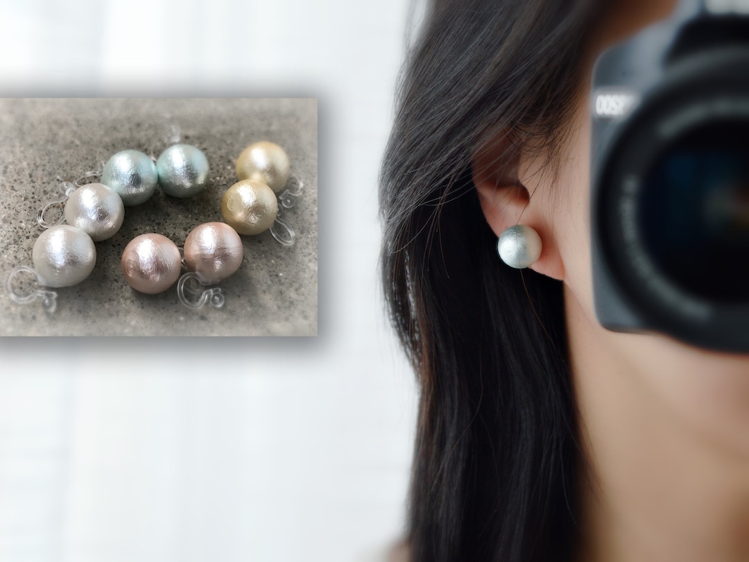 Clip on Invisible Earrings, Non Pierced Earrings, Pierced Look. Cotton ...