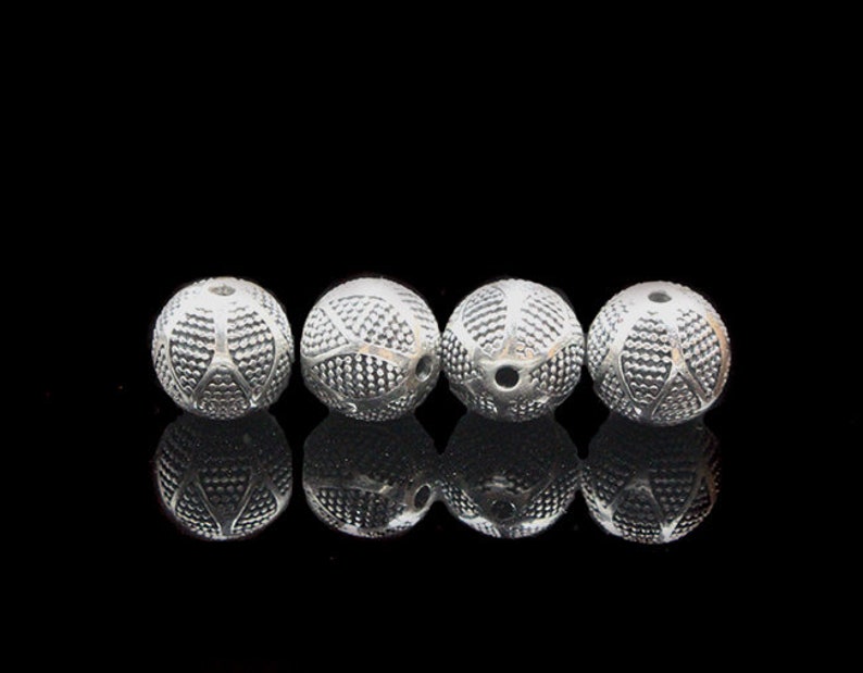 Four X 10mm Sterling Silver Beads 10mm Granulation Beads - Etsy