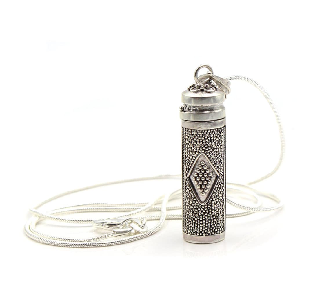 Perfume Bottle, Sterling Silver Perfume Bottle Necklace, Oil Bottle ...