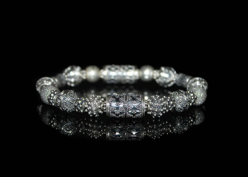 Sterling Silver Bali Beads Bracelet 925 Sterling Silver | Etsy