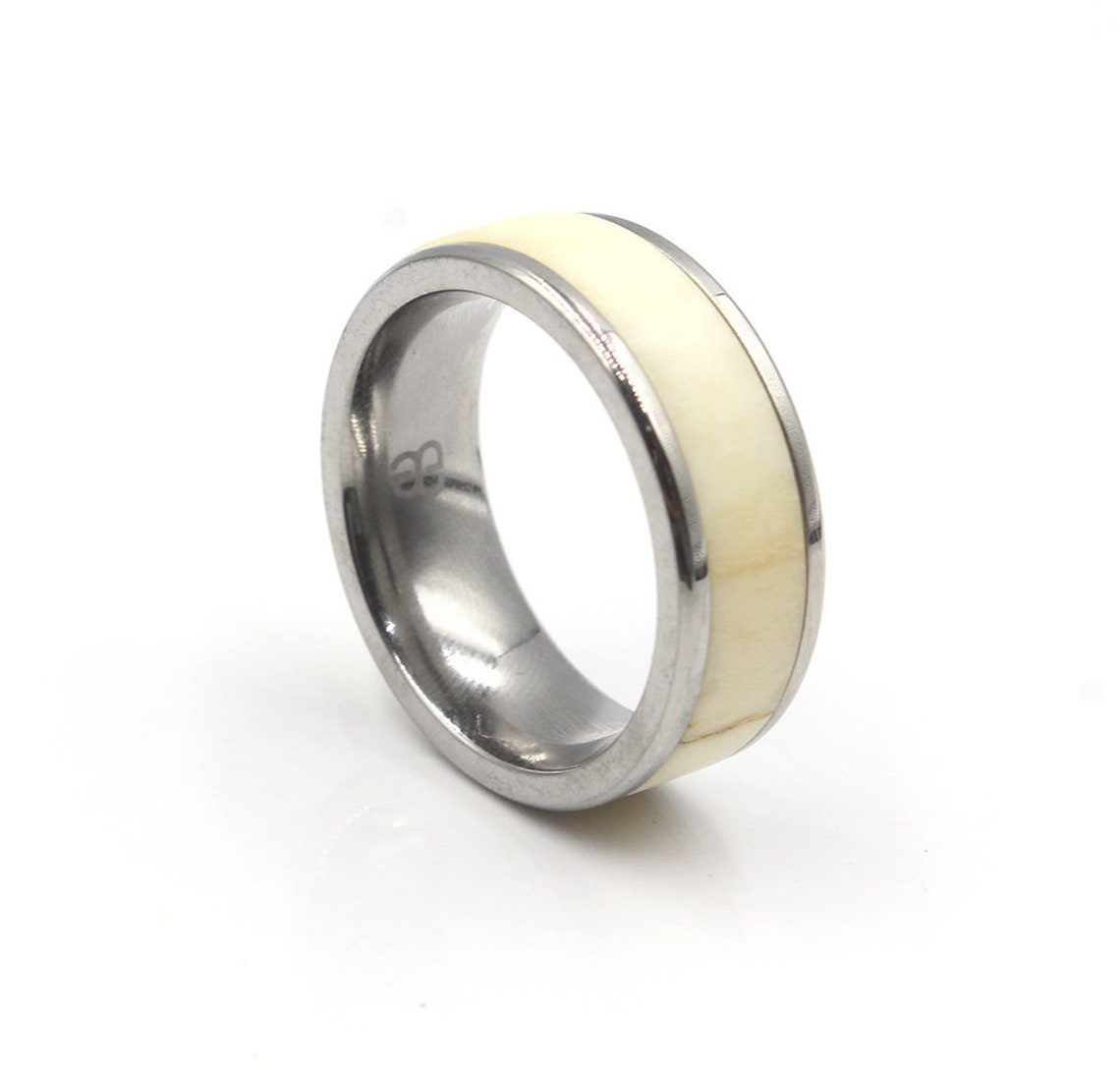 Men's Ring Titanium Ring White Bull Horn Ring Horn - Etsy