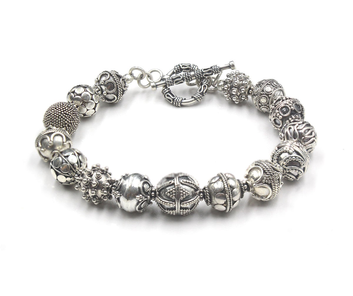Sterling Silver Beads Bracelet Bead Bracelet Women Designer - Etsy