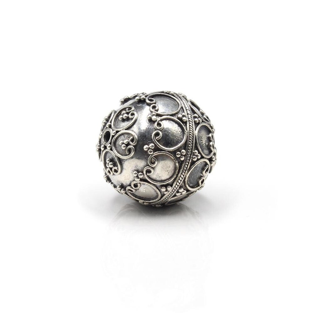 Single 20mm Sterling Silver Granulation and Wire Work Bead, Sterling ...