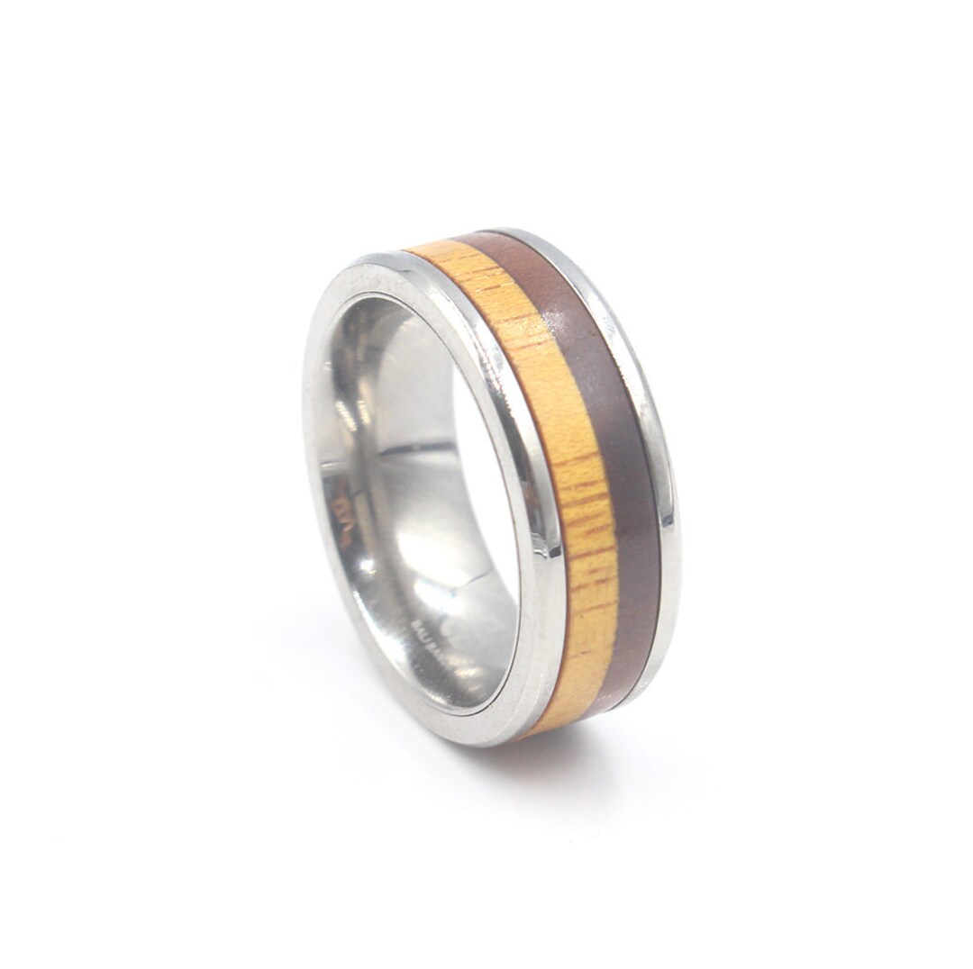 Men's Ring, Titanium Ring, Hardwood Inlay Ring, Wood Inlay Ring, Men's ...