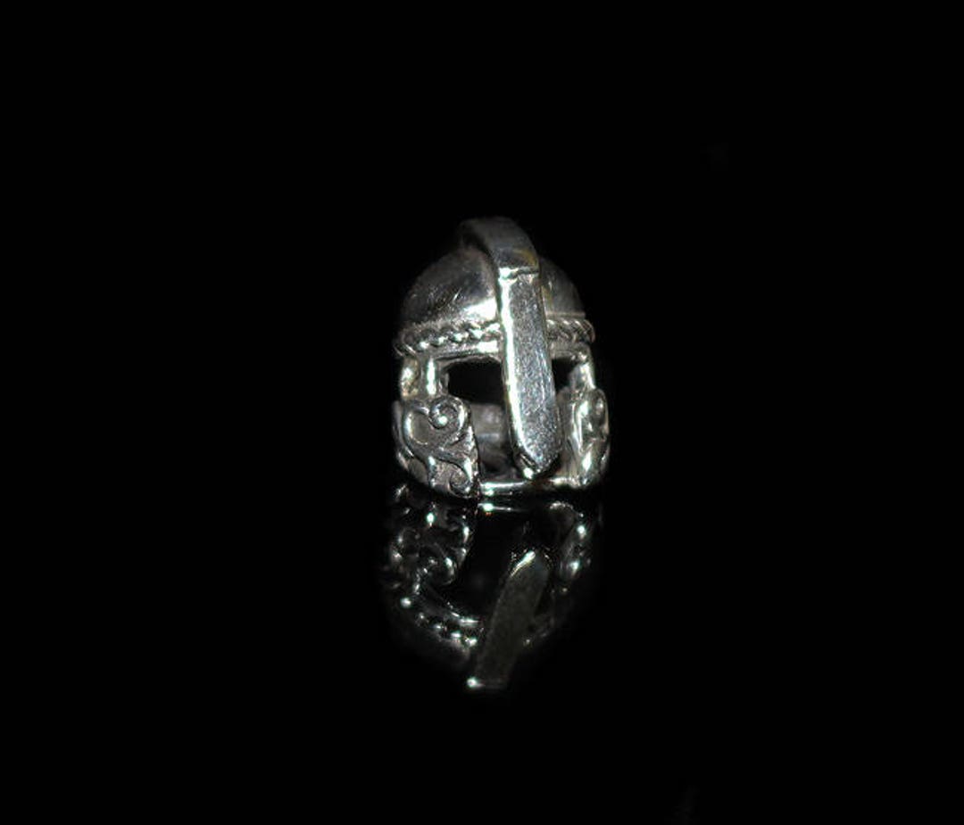 Sterling Silver Helmet Bead, Solid Sterling Silver Battle Helmet ...