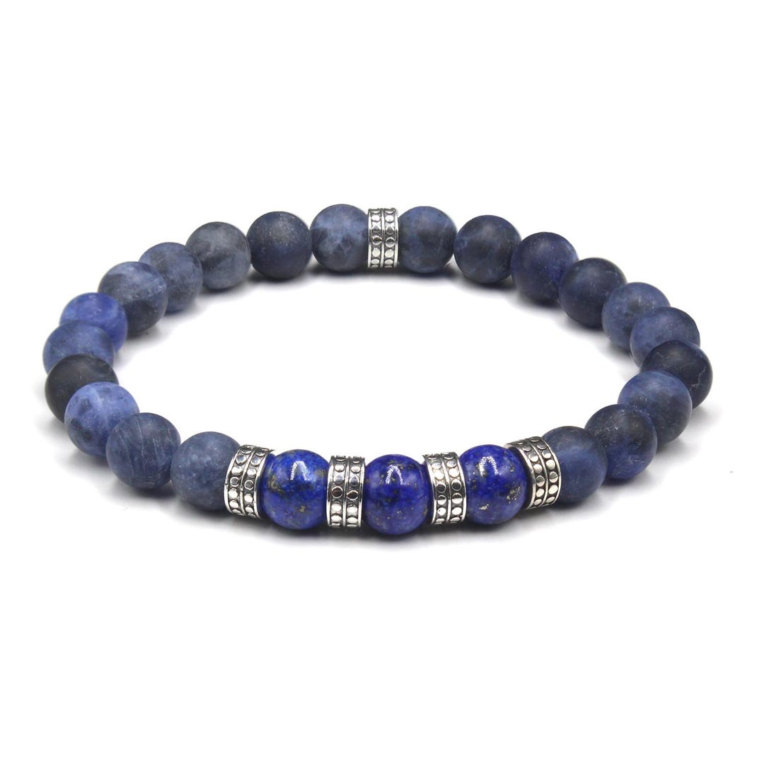 Men's Bracelet, Lapis Lazuli and Matte Sodalite Bracelet, Blue Stone ...