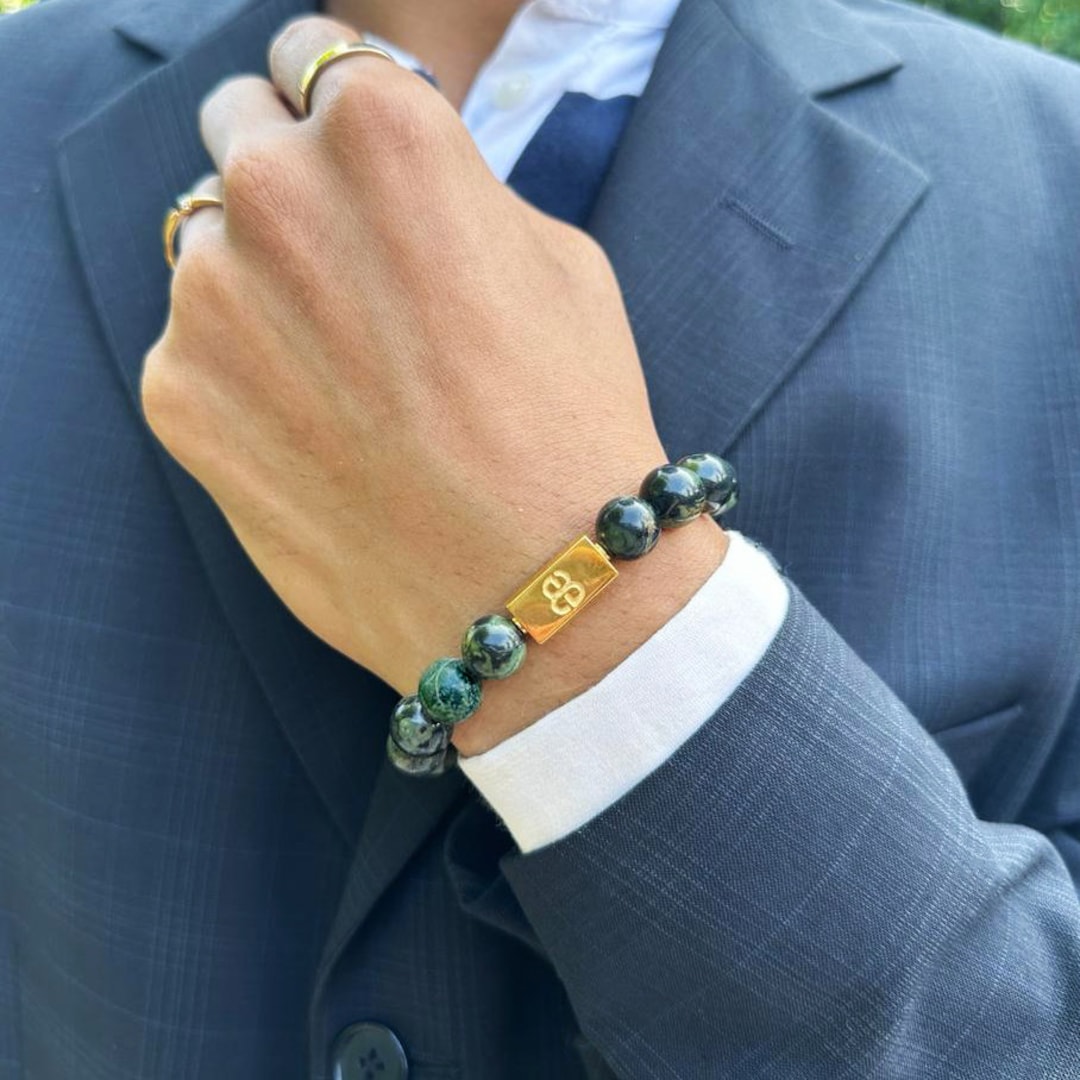 Men's Dark Green Jade Bracelet, Bracelet Man, Jade Bracelet, Men's Jade ...