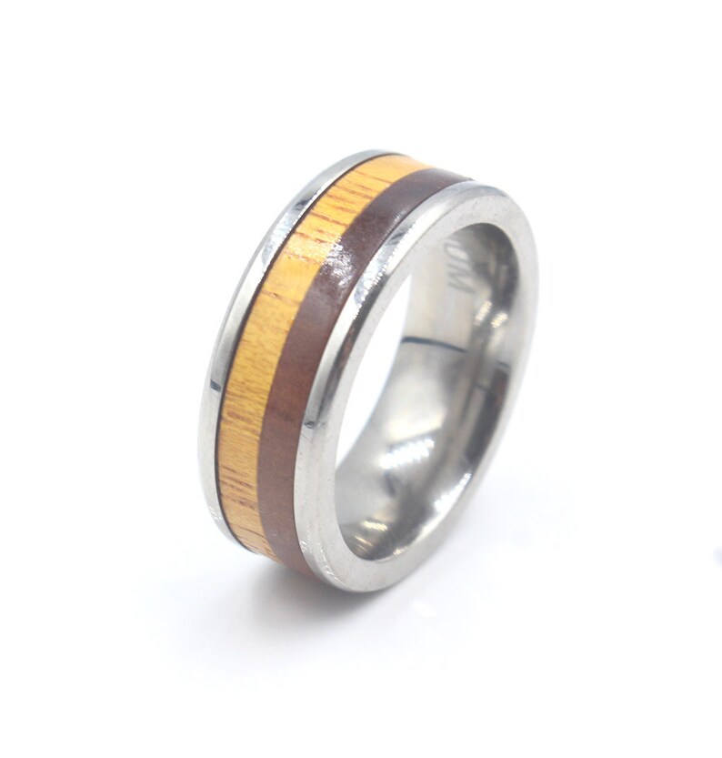 Men's Ring Titanium Ring Hardwood Inlay Ring Wood Inlay - Etsy