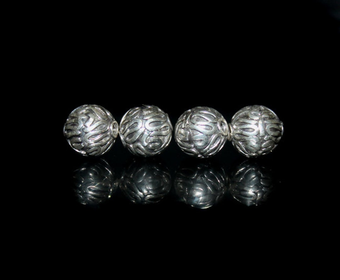 Four 8mm Sterling Silver Bali Beads, Sterling Silver Wire Work Bali ...