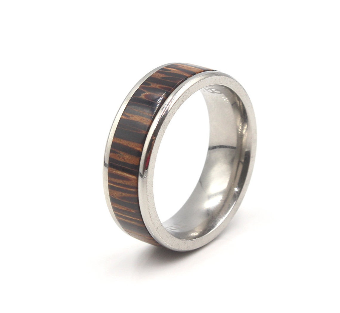 Men's Ring Titanium Ring Coconut Wood Ring Wood Inlay - Etsy