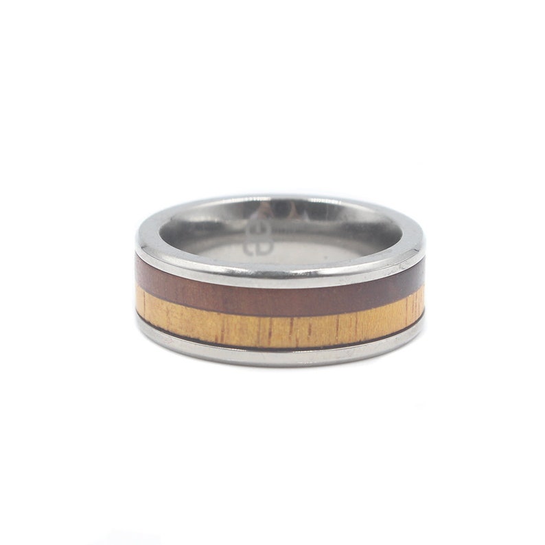 Men's Ring Titanium Ring Hardwood Inlay Ring Wood Inlay - Etsy