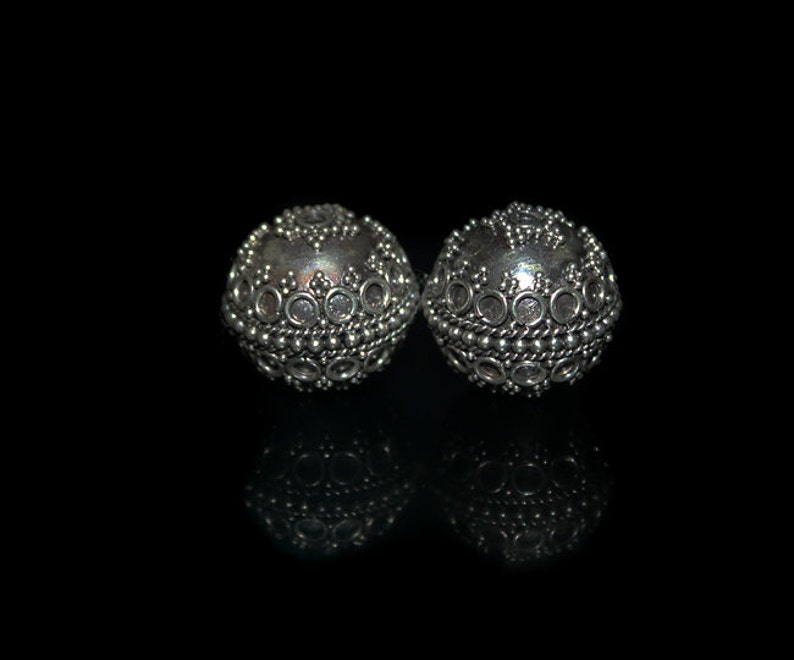 Two X 18mm Sterling Silver Bali Granulation Beads, Bali Beads, 18mm ...