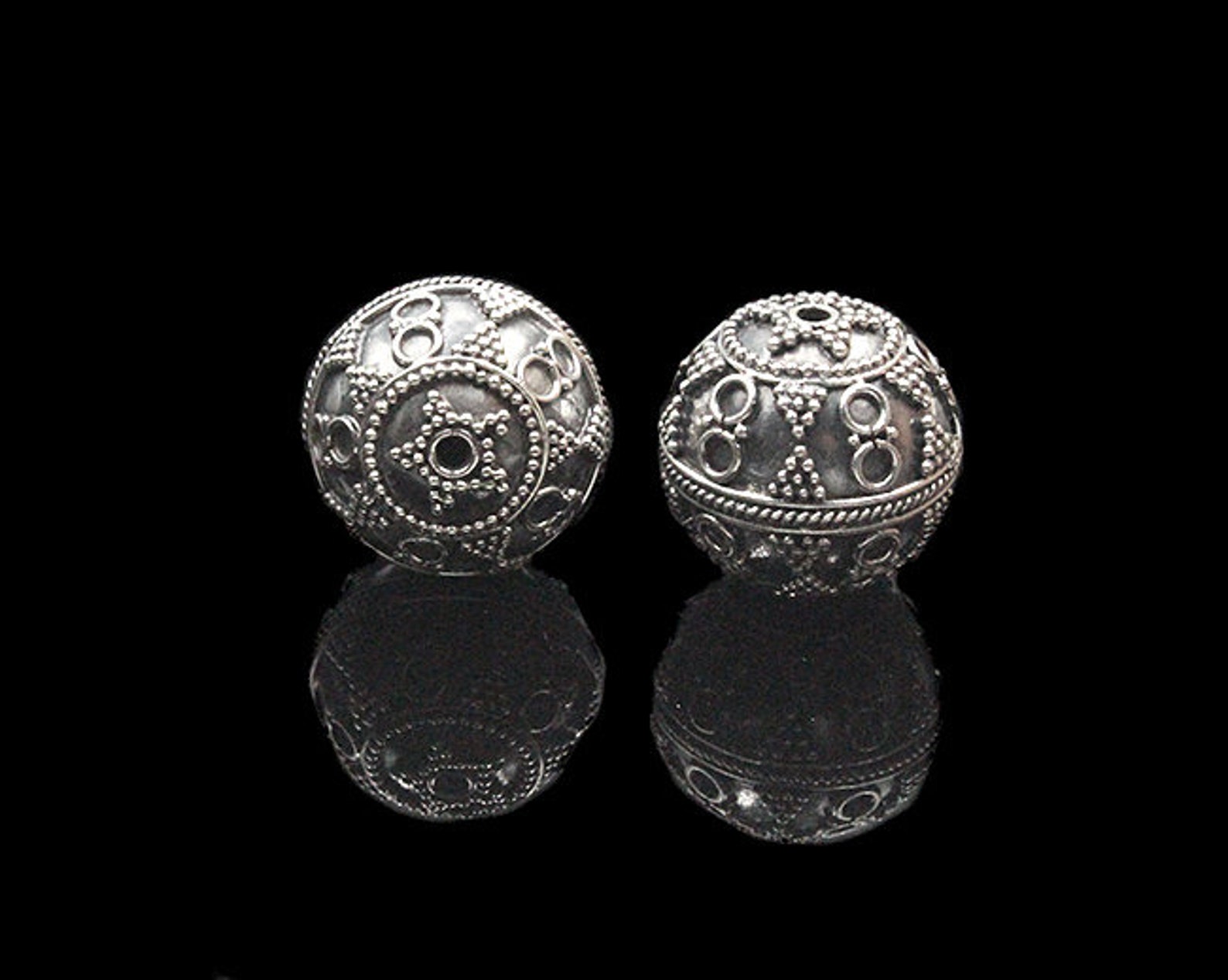Two X 16mm Sterling Silver Bali Beads 16mm Silver Beads - Etsy