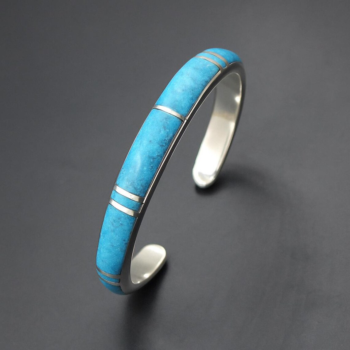 Turquoise and Sterling Silver Cuff Bracelet, Unisex Turquoise Bracelet ...