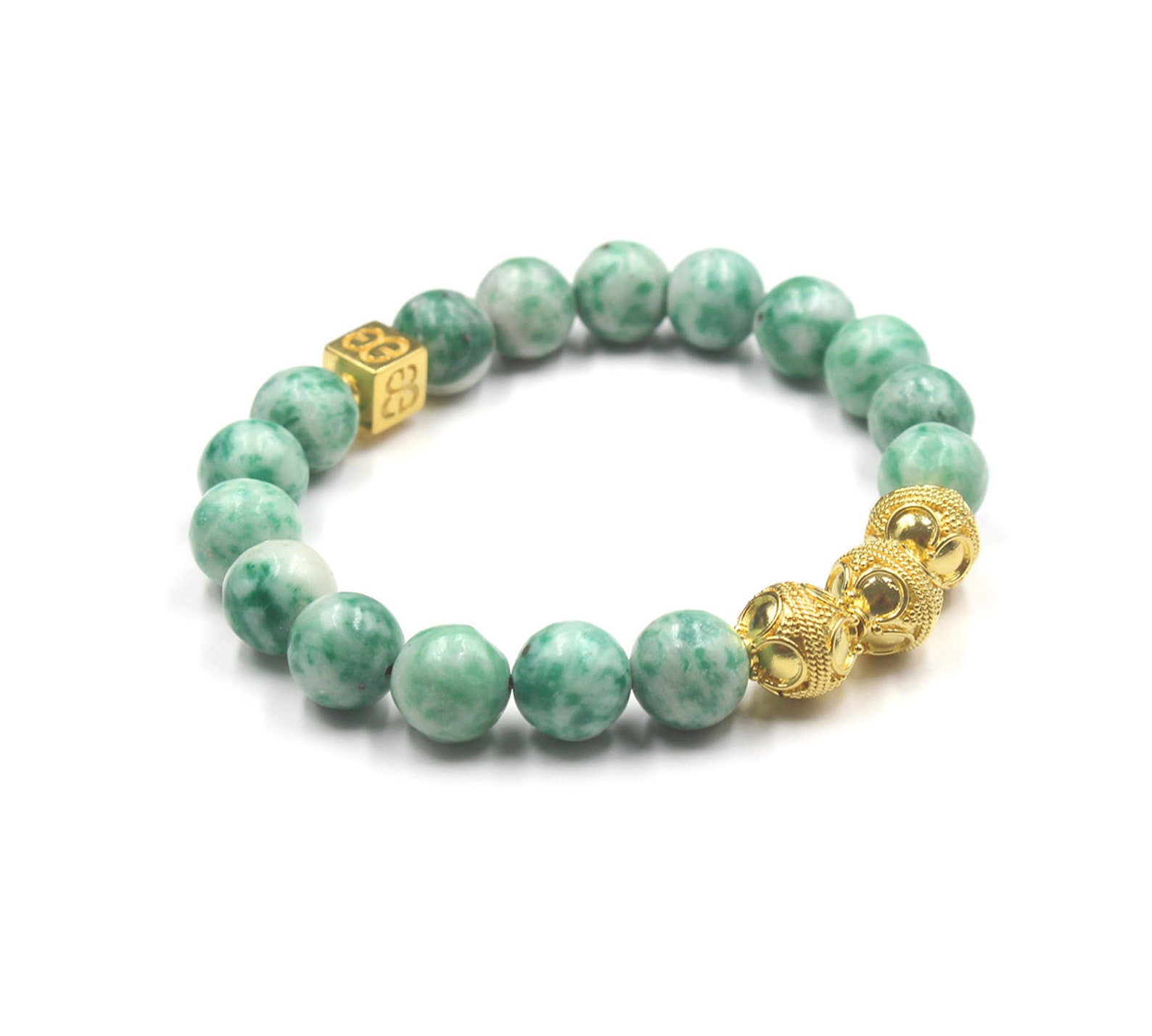 Men's Jade Bracelet Qinghai Green Jade and Sterling | Etsy