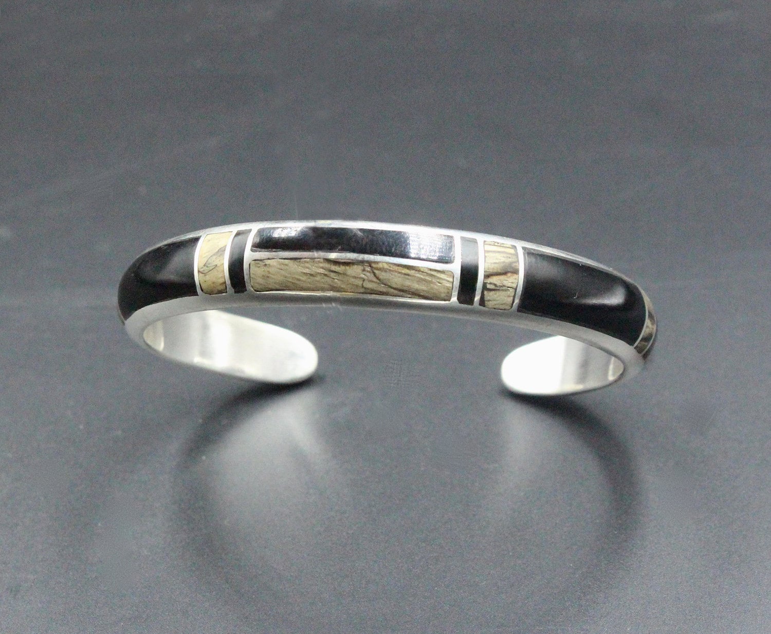 Men s Cuff Bracelet Black Onyx and Wood Bracelet Sterling Silver Cuff Bracelet Cuff Bracelet Men Black Onyx Cuff Bracelet