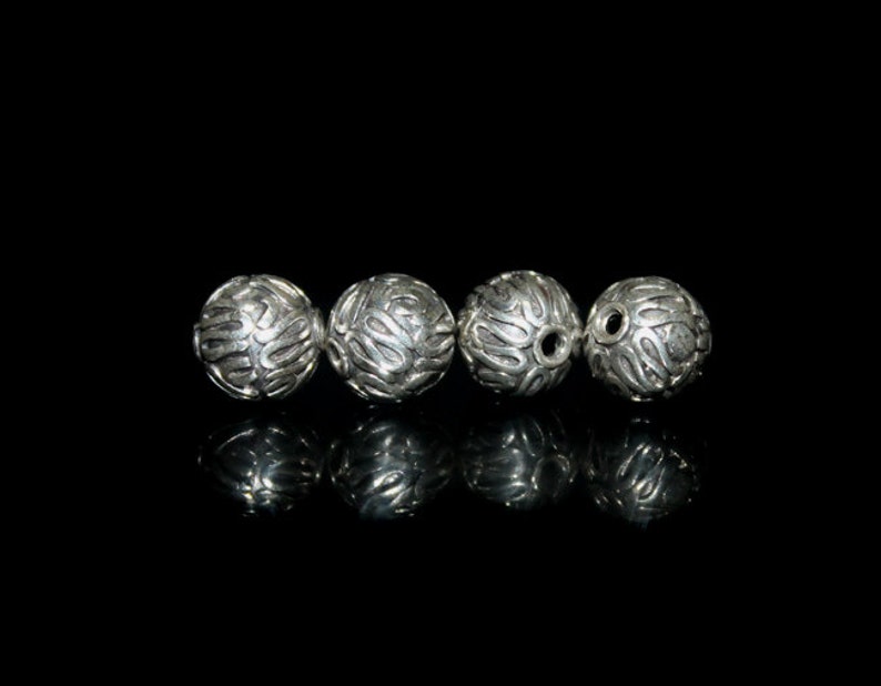 Four 8mm Sterling Silver Bali Beads Sterling Silver Wire Work | Etsy