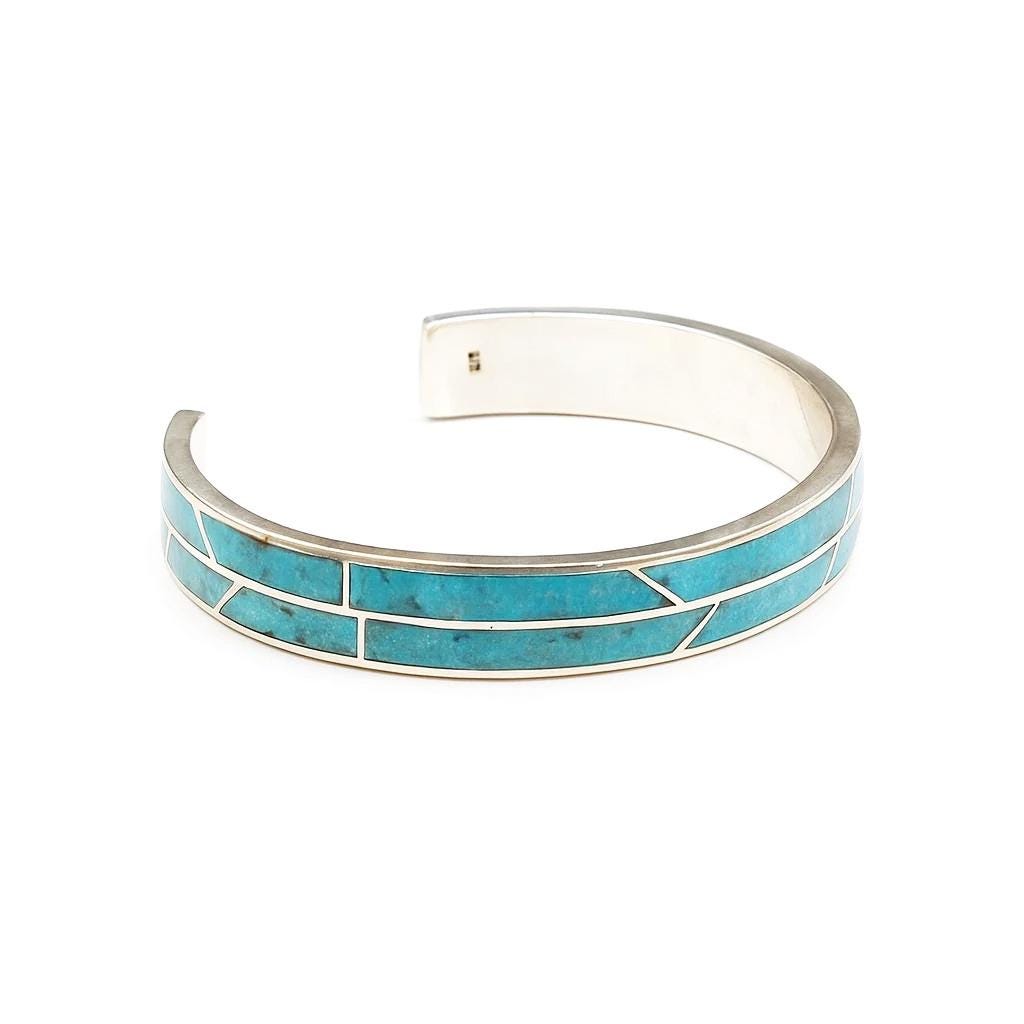 Turquoise and Sterling Silver Cuff Bracelet, Unisex Turquoise Bracelet ...