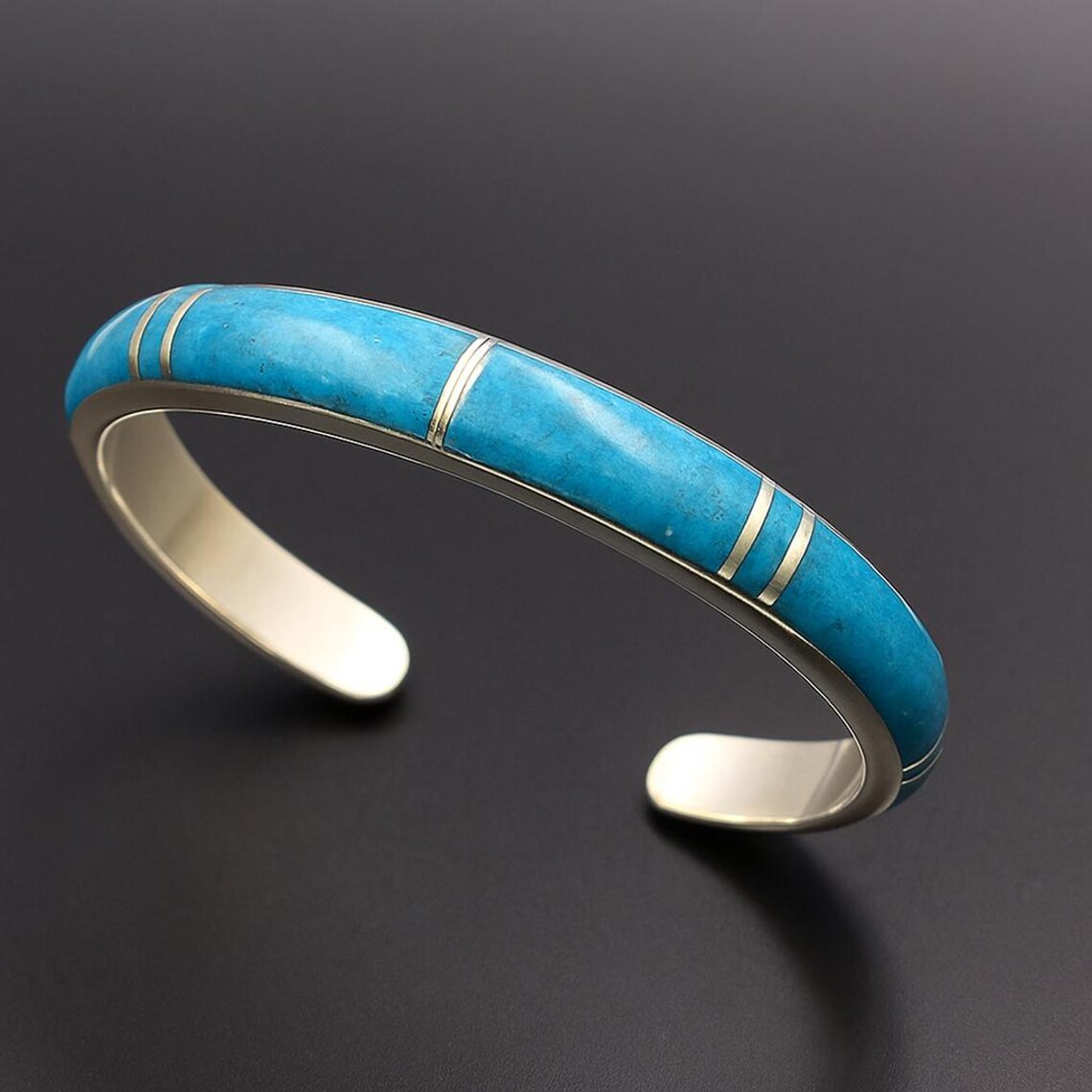 Turquoise and Sterling Silver Cuff Bracelet, Unisex Turquoise Bracelet ...
