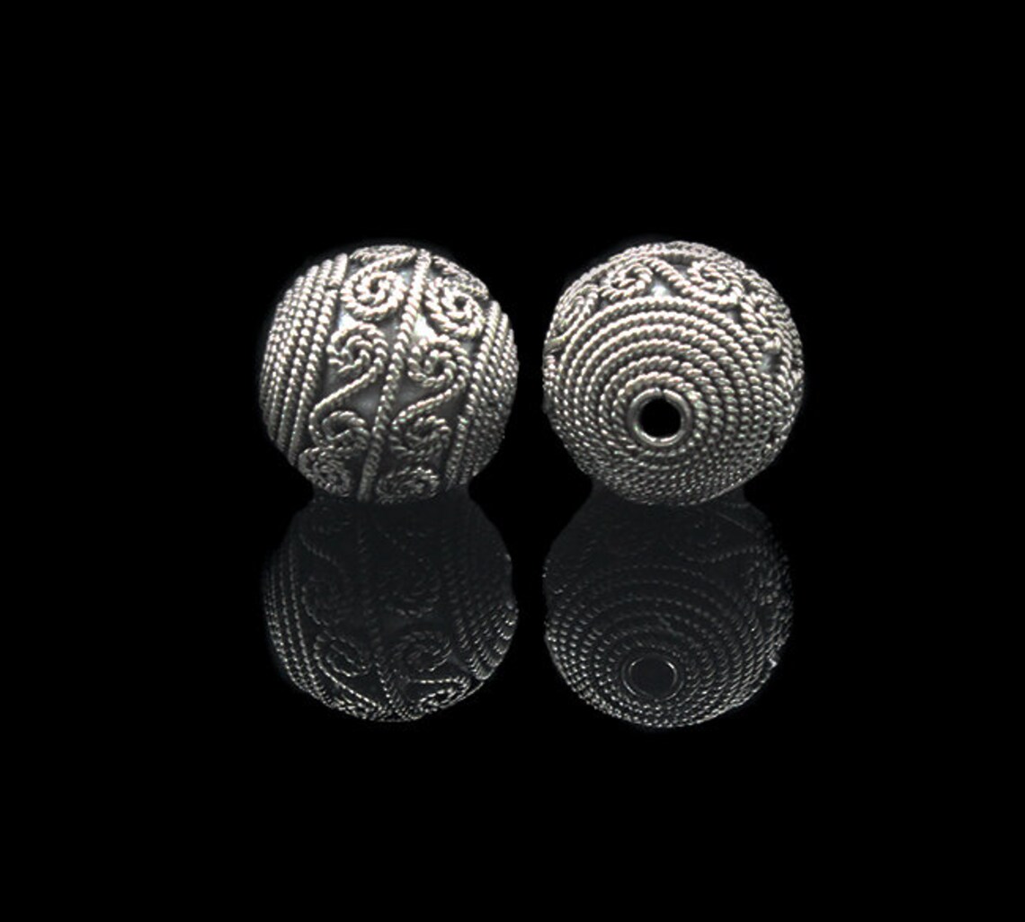 Four 14mm Sterling Silver Bali Beads 14mm Bali Beads 14mm - Etsy