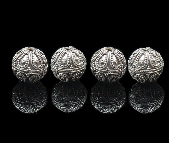 Four 12mm Sterling Silver Granulation Beads Sterling Silver | Etsy