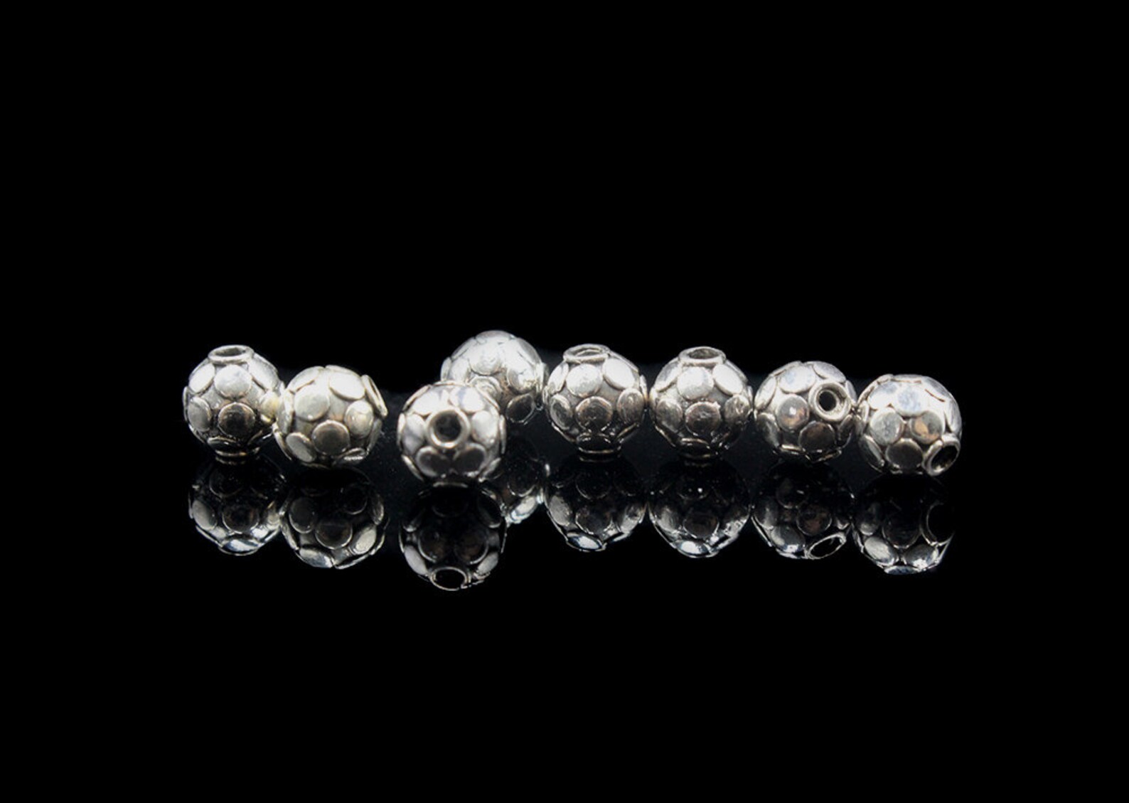 Eight x 6mm Sterling Silver Hammered Dots Beads | Etsy