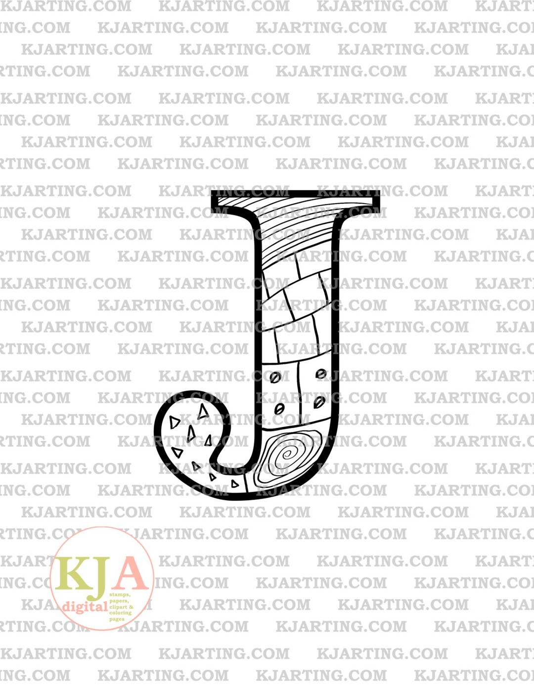 The Letter J line_art Printable_00257 Kjarting - Etsy