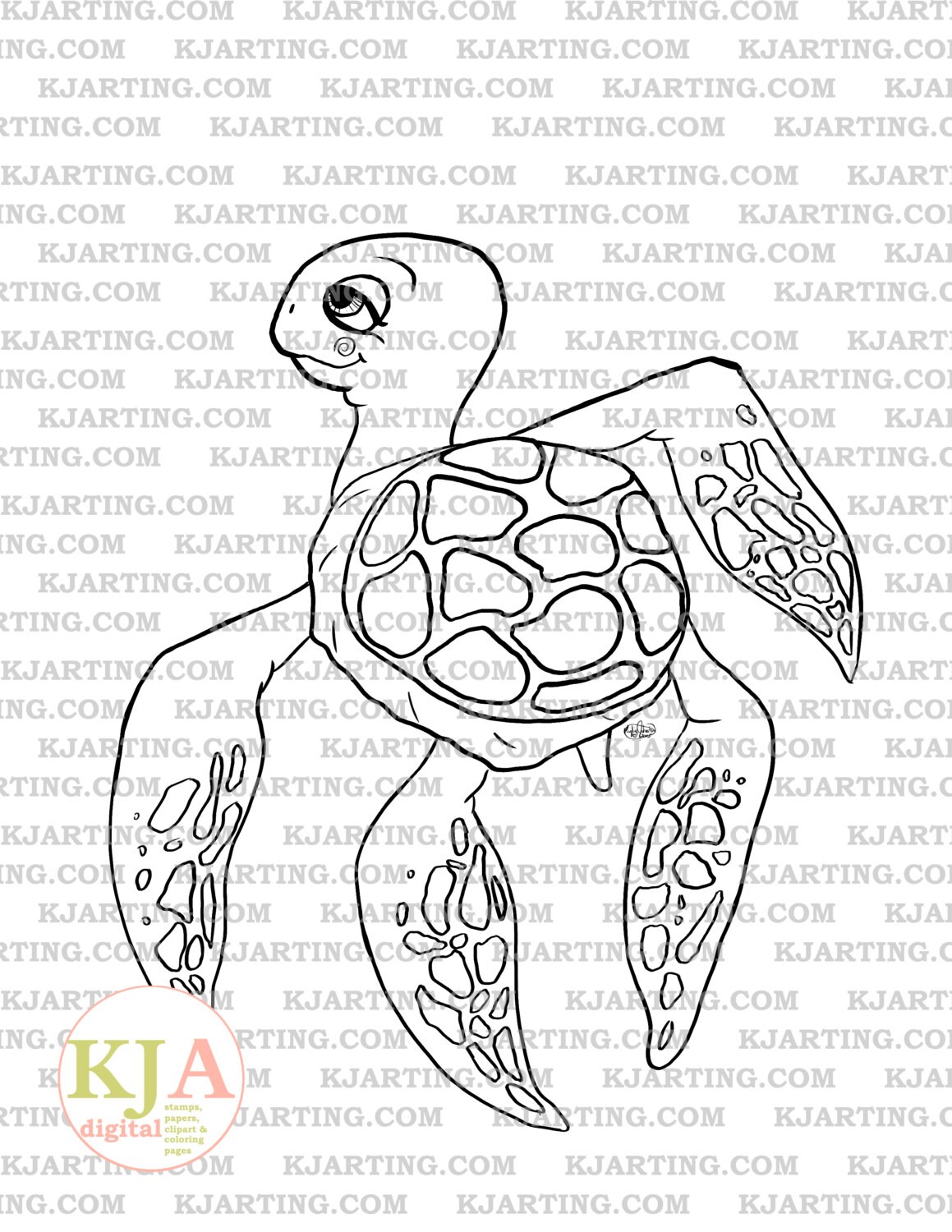 Turtle Digital Stamp line_art Printable_00074 Kjarting - Etsy Hong Kong