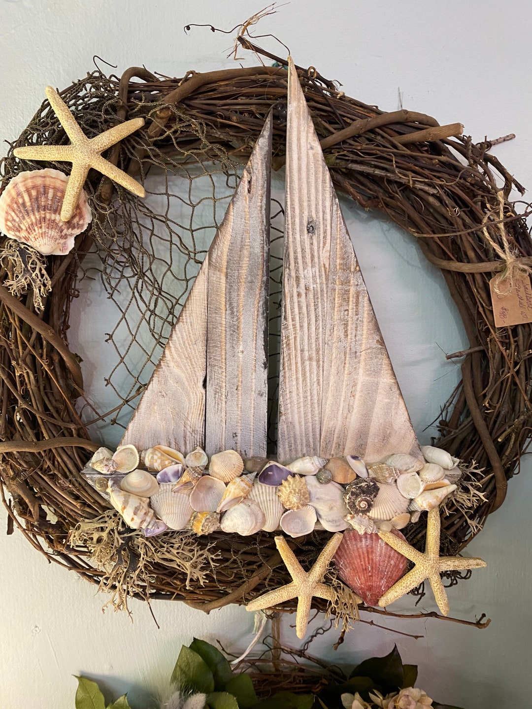 Sailboat and Seashell Wreath - Etsy