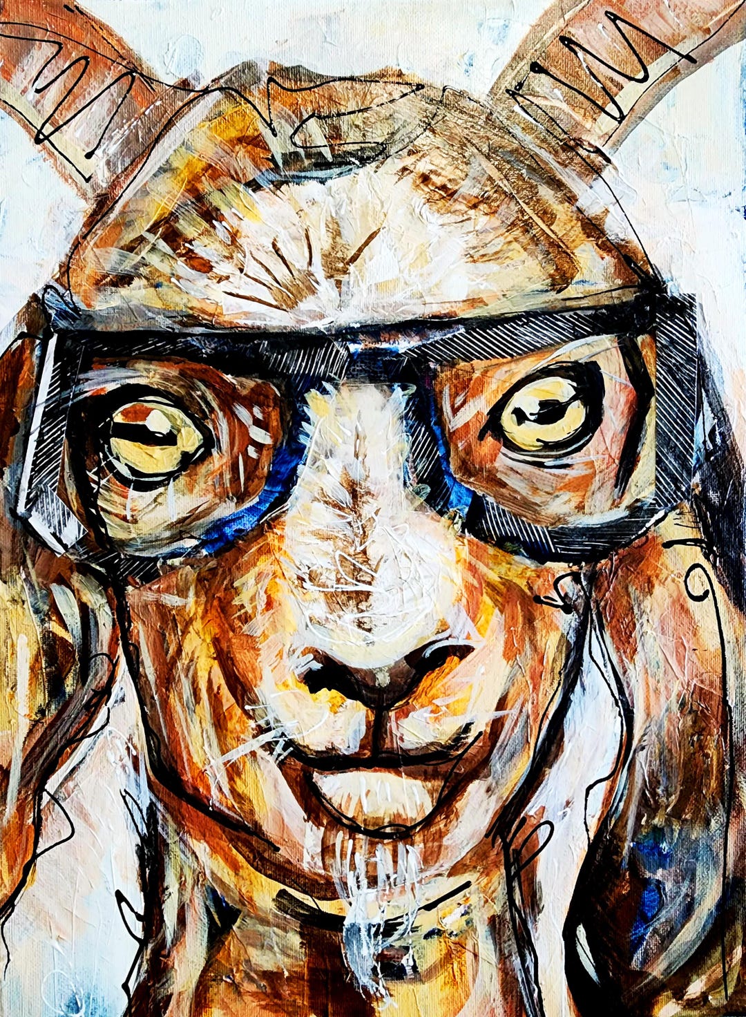 Renee Darling Art Murphy Goat Lovers Glasses Wall Art Home Animal ...