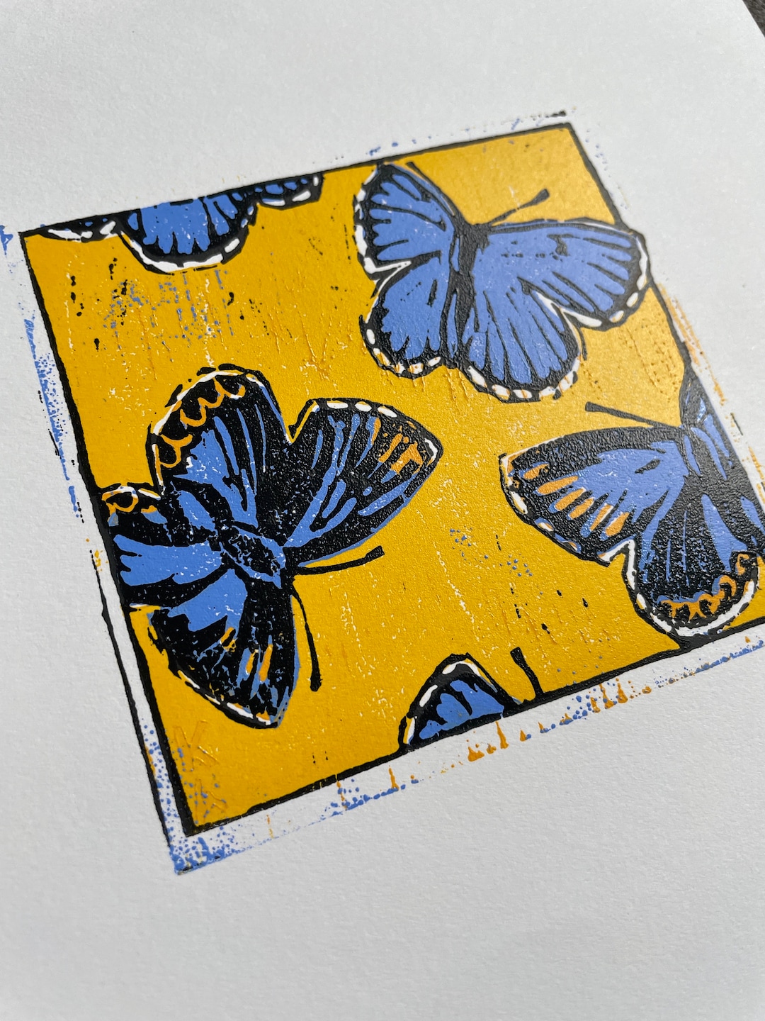 Karner Blue Butterflies Wood Block Print, New Hampshire State Butterfly ...