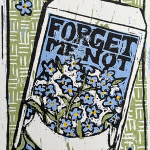 Forget Me Not Seed Packet Wood Block Print:limited Edition Hand Carved ...