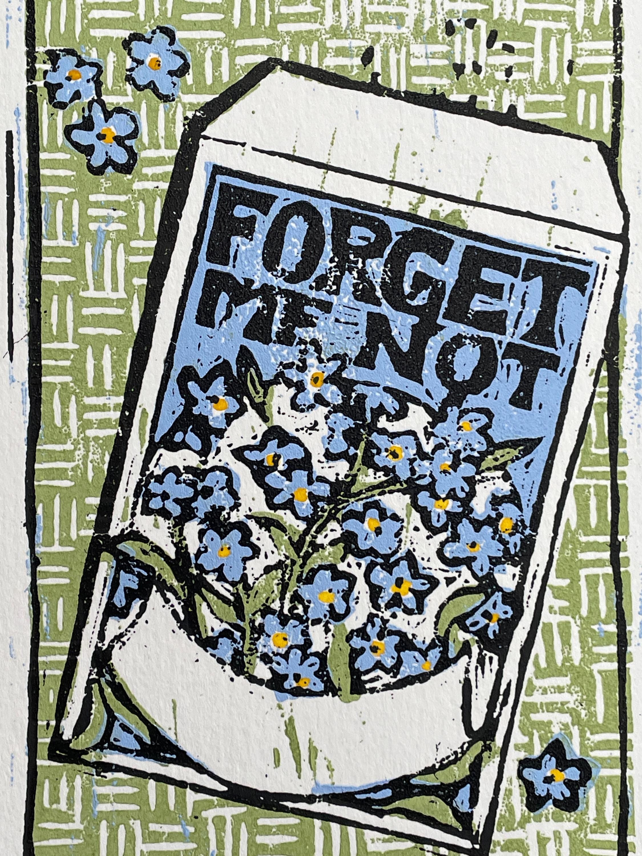 Forget Me Not Seed Packet Wood Block Print:limited Edition Hand Carved ...